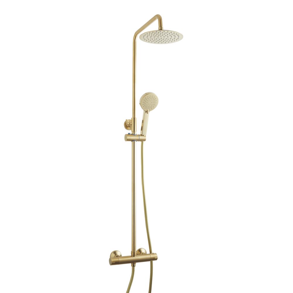 Highlife Bathrooms Spey Rear-Fed Exposed Brushed Brass Thermostatic ...