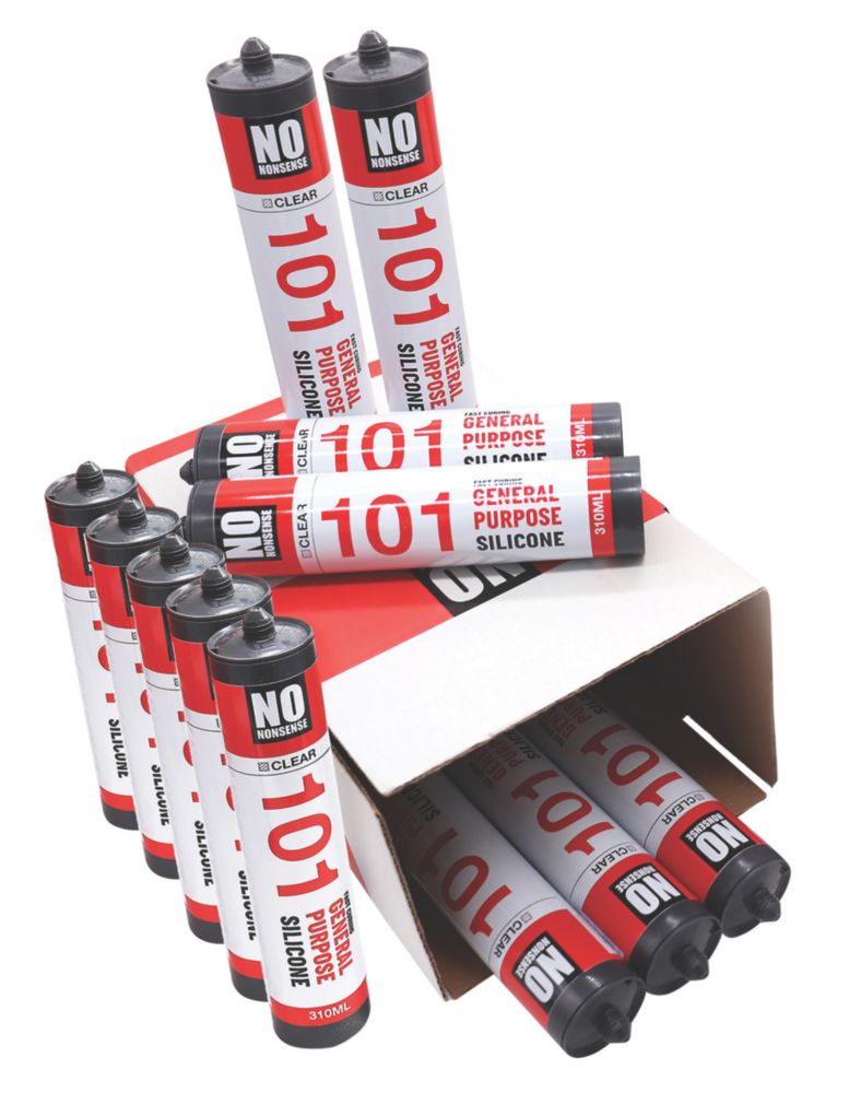 No Nonsense 101 General Purpose Silicone Clear 310ml 12 Pack - Screwfix