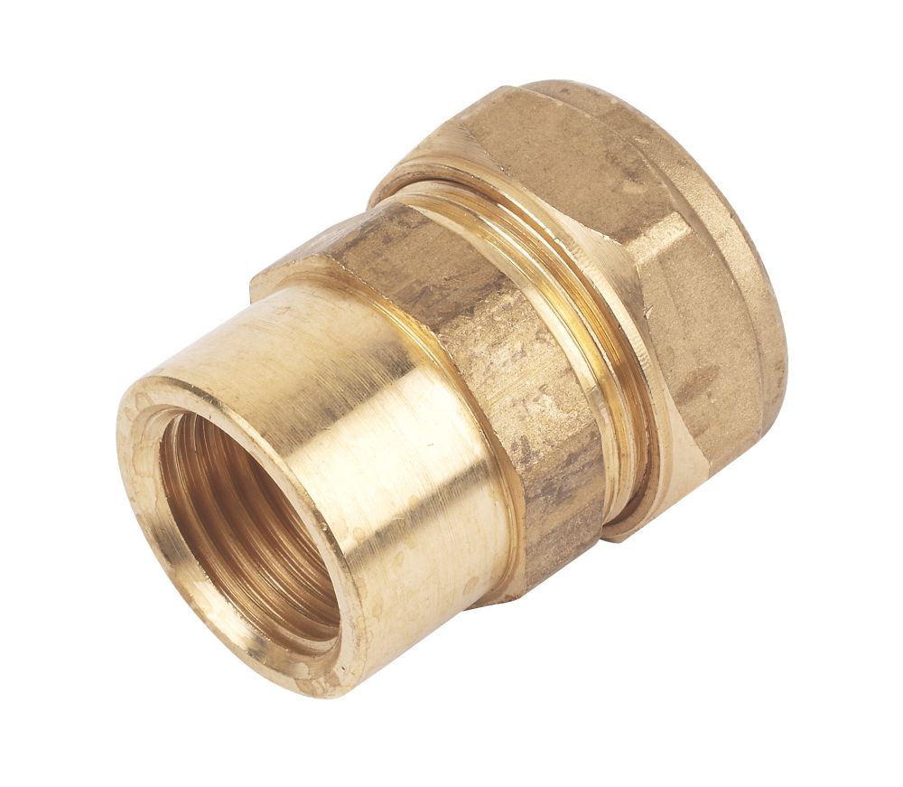 Flomasta Brass Compression Adapting Female Coupler 22mm x 1/2" - Screwfix