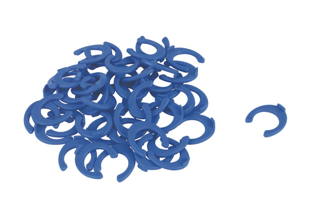 FloPlast FloFit+ Plastic Collet Clips Blue 10mm 50 Pack - Screwfix