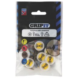 GripIt Plasterboard Fixings 15mm x 14mm 8 Pack - Screwfix
