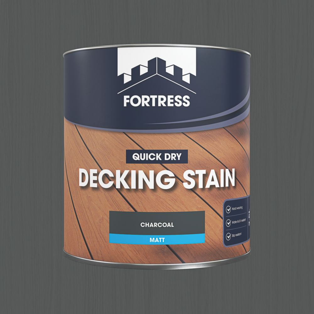 Fortress 2.5Ltr Charcoal Anti Slip Decking Stain - Screwfix