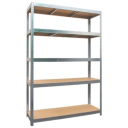 Essentials 5-Tier Metal Garage Shelving Unit 1200mm x 450mm x 1800mm ...