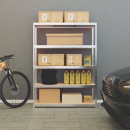 Essentials 5-Tier Metal Garage Shelving Unit 1200mm x 450mm x 1800mm ...