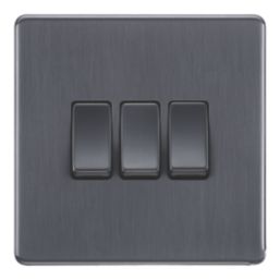 LAP 20A 16AX 3-Gang 2-Way Light Switch Slate Grey - Screwfix