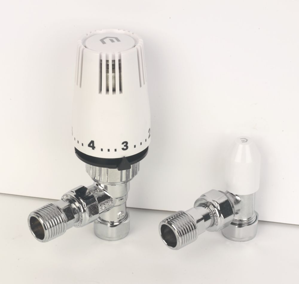Myson PLUSPAK10AC 10mm x 1/2" Chrome/White Angled Standard Thermostatic ...