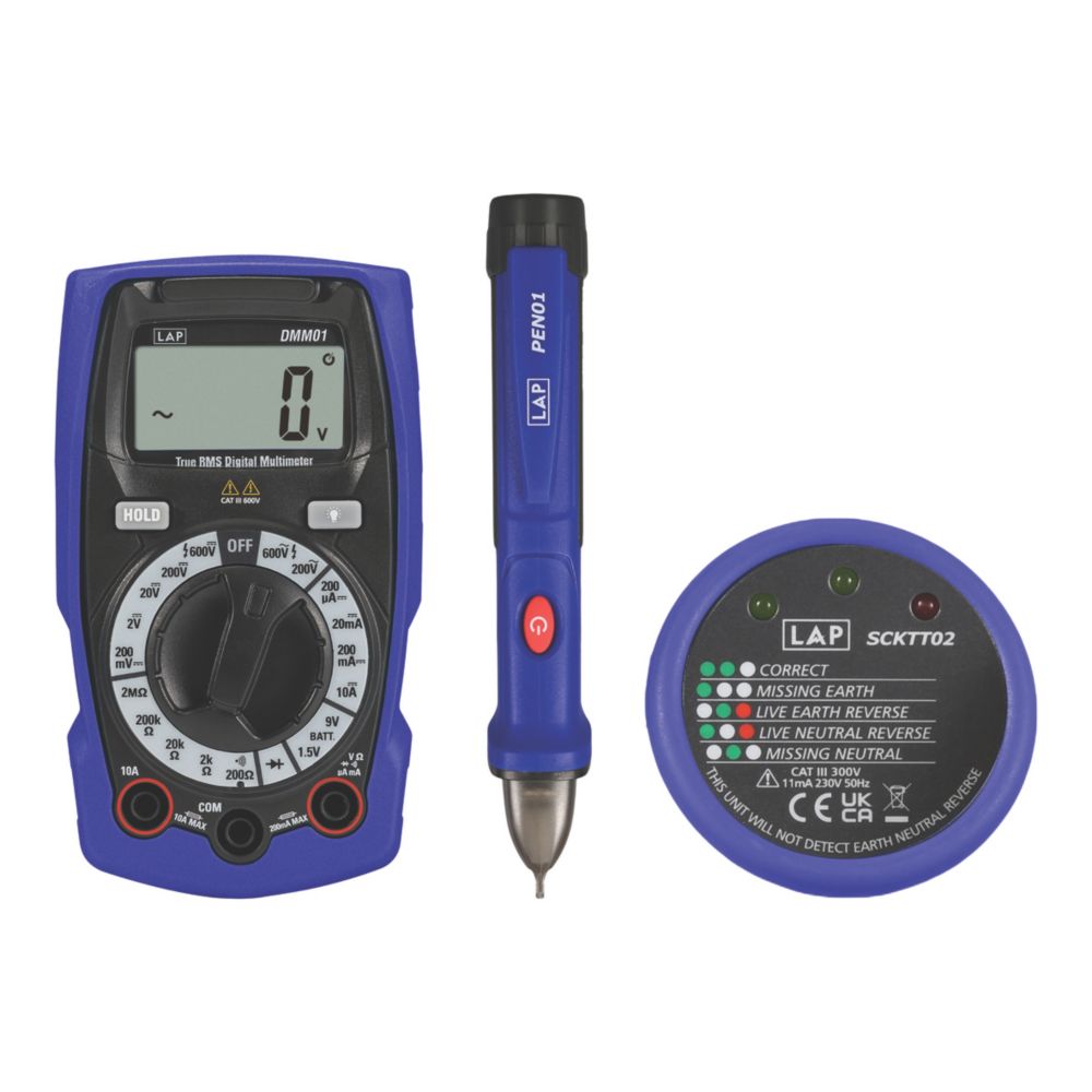 LAP DT-660 + AC-6F + DT-905A Electrical Tester Kit 3 Pieces - Screwfix