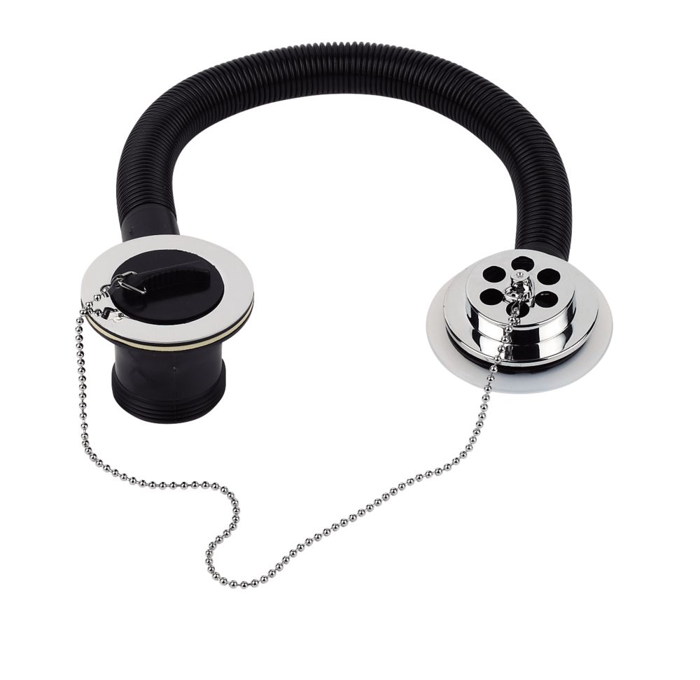 Bath Waste with Plug & Chain Chrome-Plated 16 1/4" - Screwfix