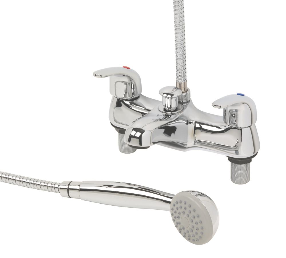 Swirl Conventional Chrome 92mm Deck Mounted Dual Control Manual Shower ...