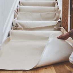 Fortress Trade Cotton Pro Poly-Backed Dust Sheet 24' x 3' - Screwfix