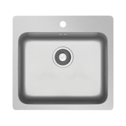 Swirl 1 Bowl Stainless Steel Kitchen Sink Grey 560mm x 520mm - Screwfix