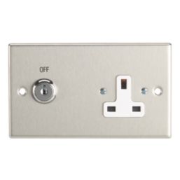 Contactum iConic 13A Key Switch 1-Gang 2-Pole Switched Socket Brushed ...