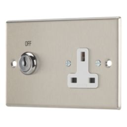 Contactum iConic 13A Key Switch 1-Gang 2-Pole Switched Socket Brushed ...