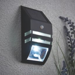 LAP Outdoor LED Solar Bulkhead With PIR Sensor Matt Black 40lm - Screwfix