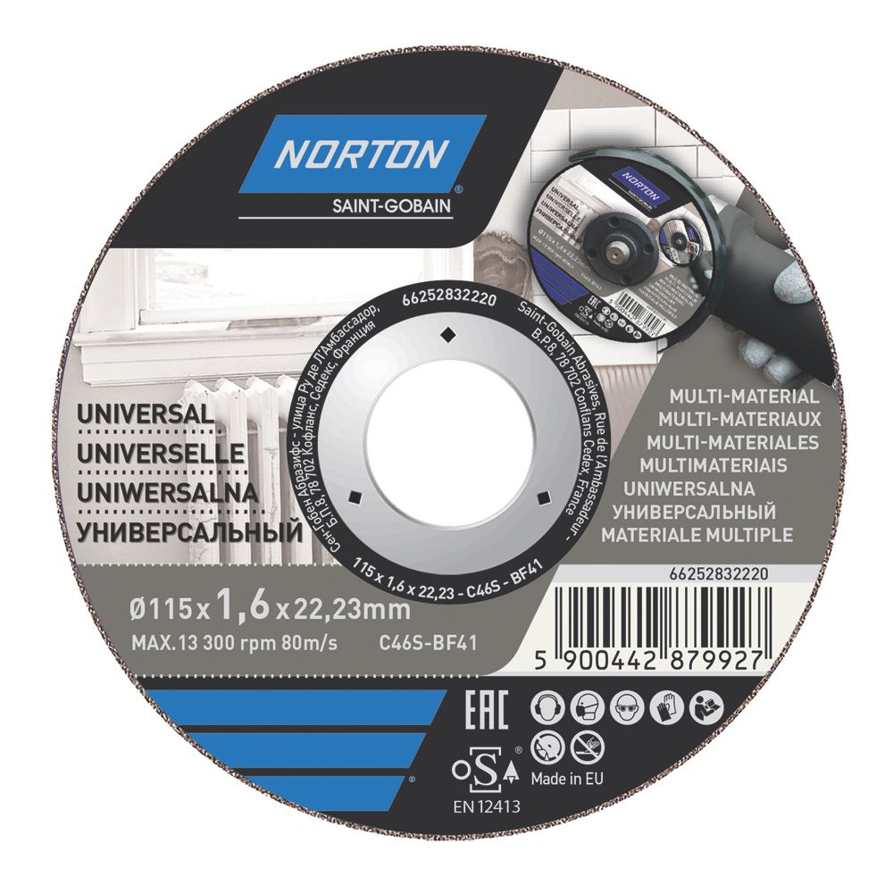 Norton Multi-Material Cutting Discs 115mm (4 1/2") x 22.23mm 5 Pack ...