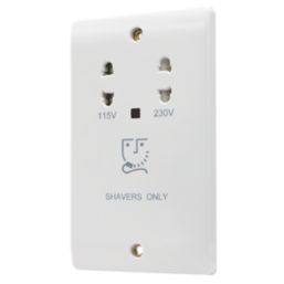 Vimark Pro 2-Gang Dual Voltage Shaver Socket 115 / 230V White - Screwfix