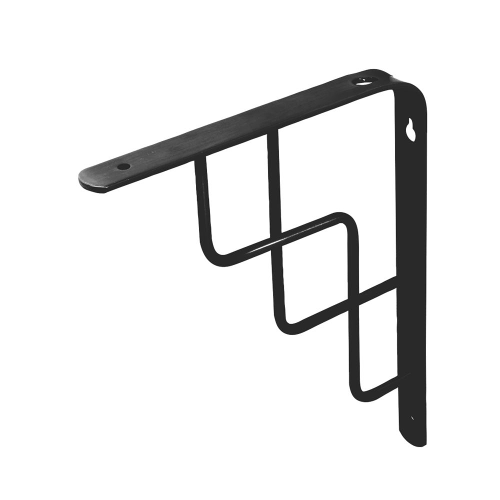Essentials Step Shelf Brackets Black 230mm x 180mm 4 Pack - Screwfix