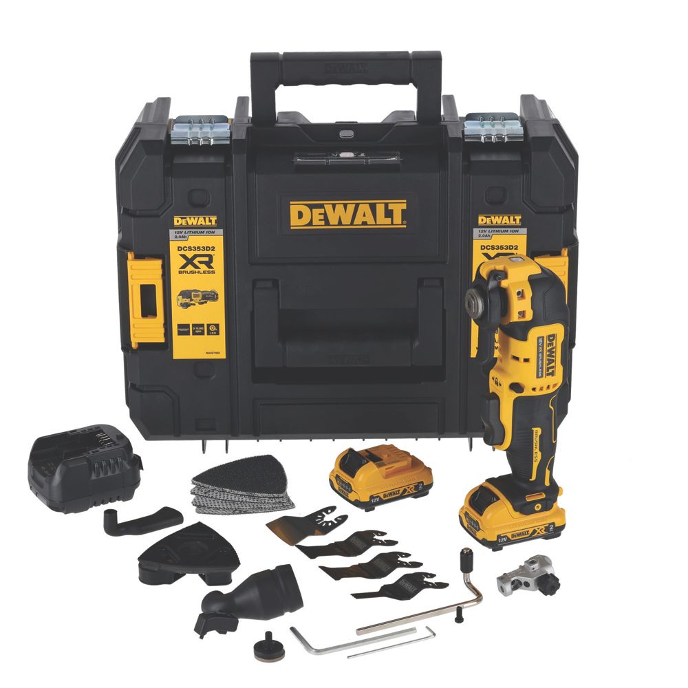 DEWALT DCS353D2T-GB 12V 2 x 2Ah Li-Ion XR Brushless Cordless Oscillating Multi Tool - Screwfix