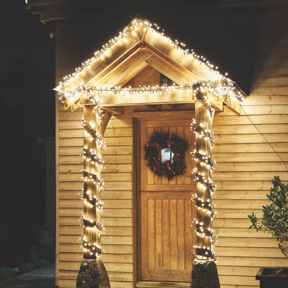 1000 LED Indoor & Outdoor Warm White Cluster Christmas Lights - Screwfix