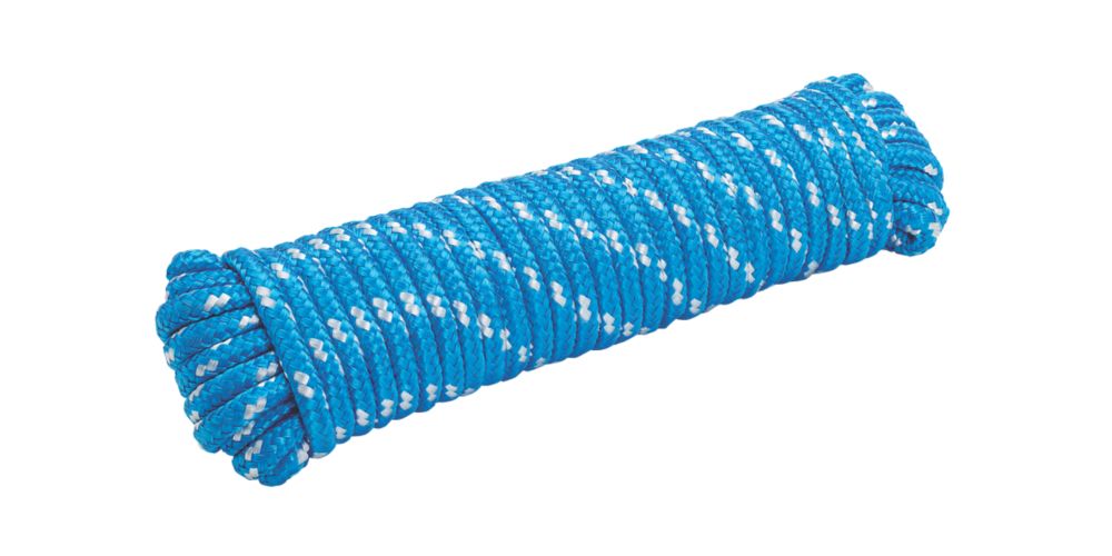 Essentials Braided Rope Blue/White 8mm x 20m - Screwfix