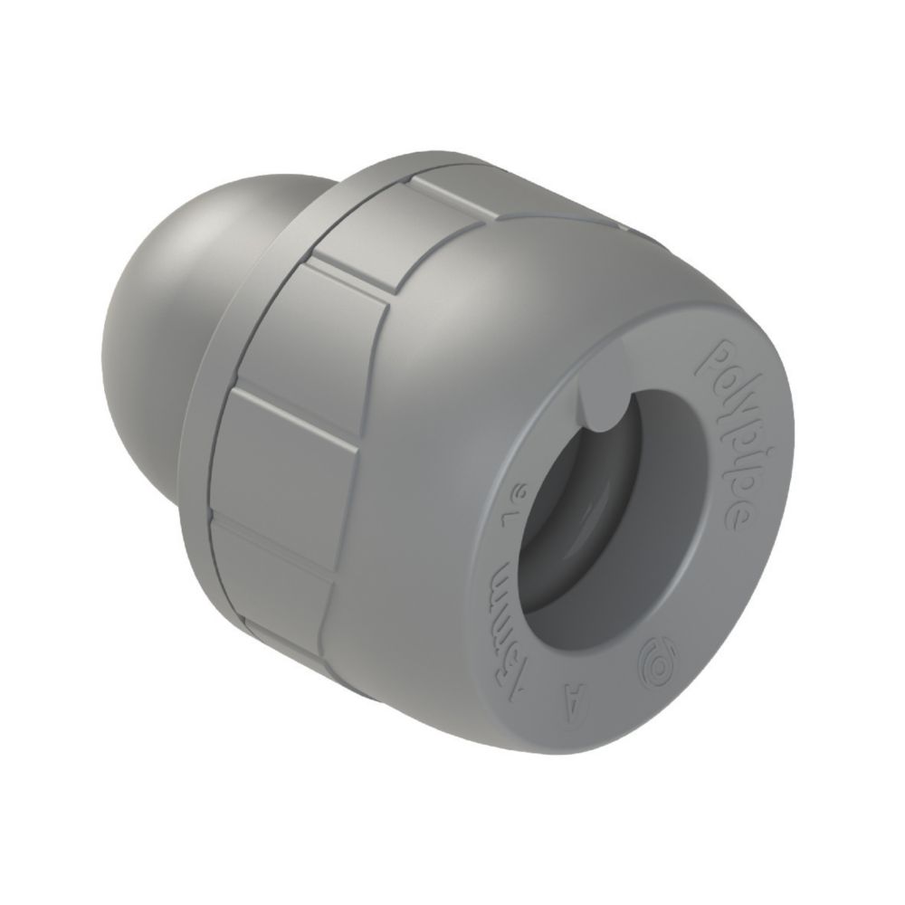 PolyPlumb Enhanced Plastic Push-Fit Socket Ends 15mm 10 Pack - Screwfix