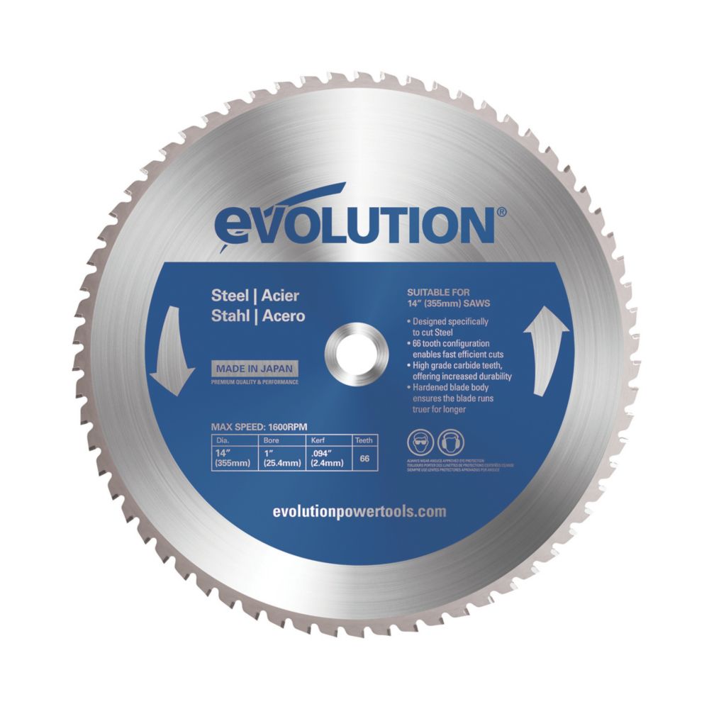 Evolution M355TCT-66CS Mild Steel Circular Saw Blade 355mm x 25.4mm 66T ...