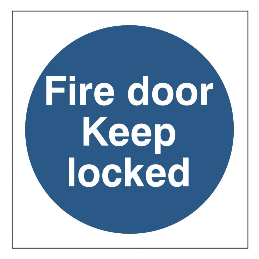 Essentials Non Photoluminescent "Fire Door Keep Locked" Sign 100mm x ...