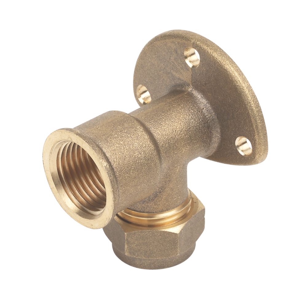 Flomasta Brass Compression Adapting 90° Wall Plate Elbow 15mm x 1/2 ...
