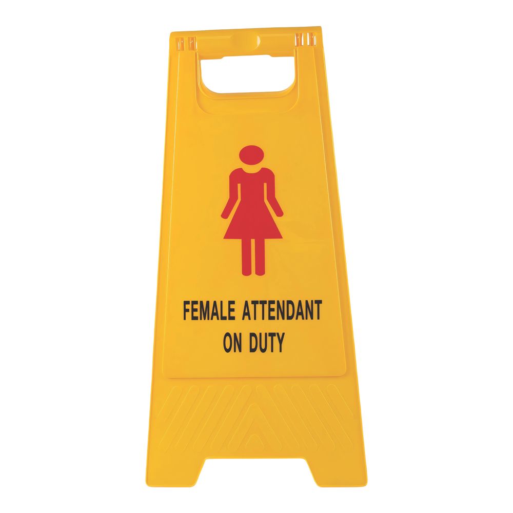 Essentials Female Attendant On Duty A-Frame Safety Sign 600mm x 290mm ...