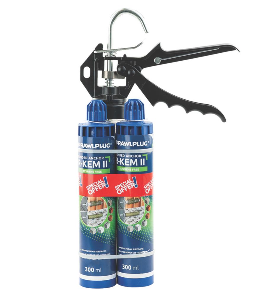 Rawlplug R-KEM-II-300-P2G6N Resin & Heavy Duty Gun 2 x 300ml - Screwfix