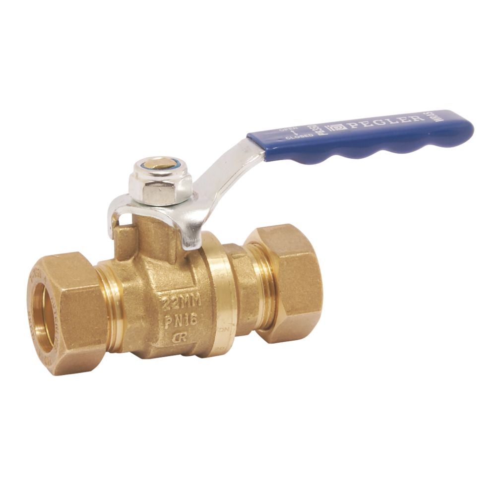 Pegler PB350 Compression Full Bore 22mm Lever Ball Valve with Blue ...