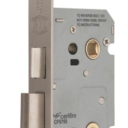 Smith & Locke Fire Rated Satin Nickel Bathroom Lock 65mm Case - 44mm ...