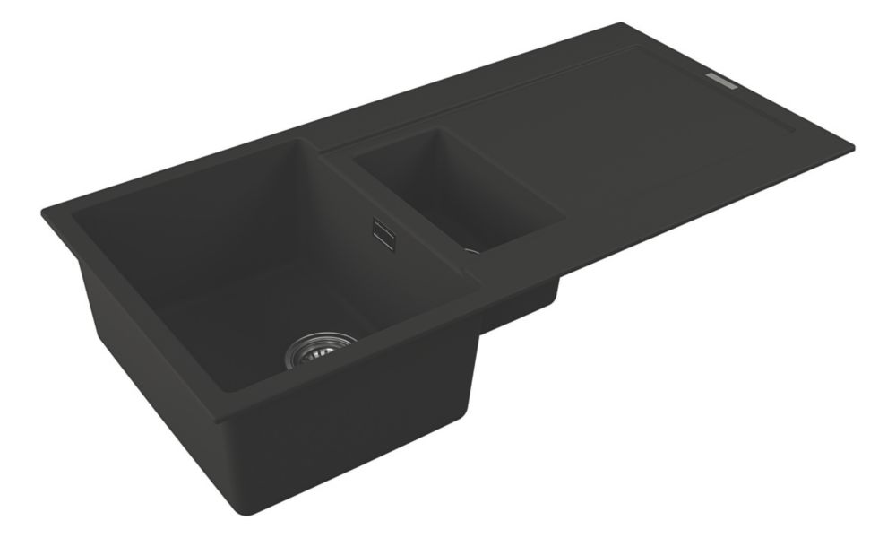 Carysil GD150-MB 1.5 Bowl Granite Composite Kitchen Sink Midnight Black ...