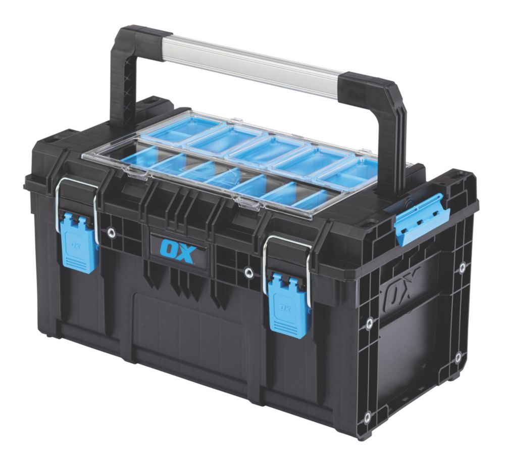 OX Pro Tooltrek Tote Tool Box with Organiser Top 21¼" - Screwfix