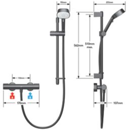 Mira Atom Single Outlet Rear-Fed Exposed Matt Black Thermostatic Mixer ...