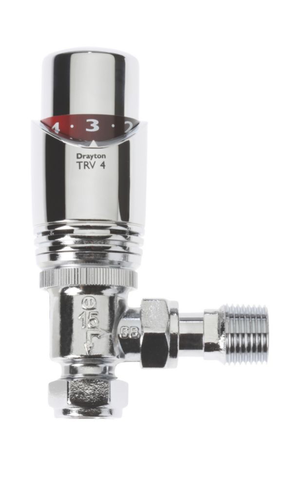 Drayton TRV4 15mm x 1/2" Chrome Angled & L/S Designer Thermostatic ...