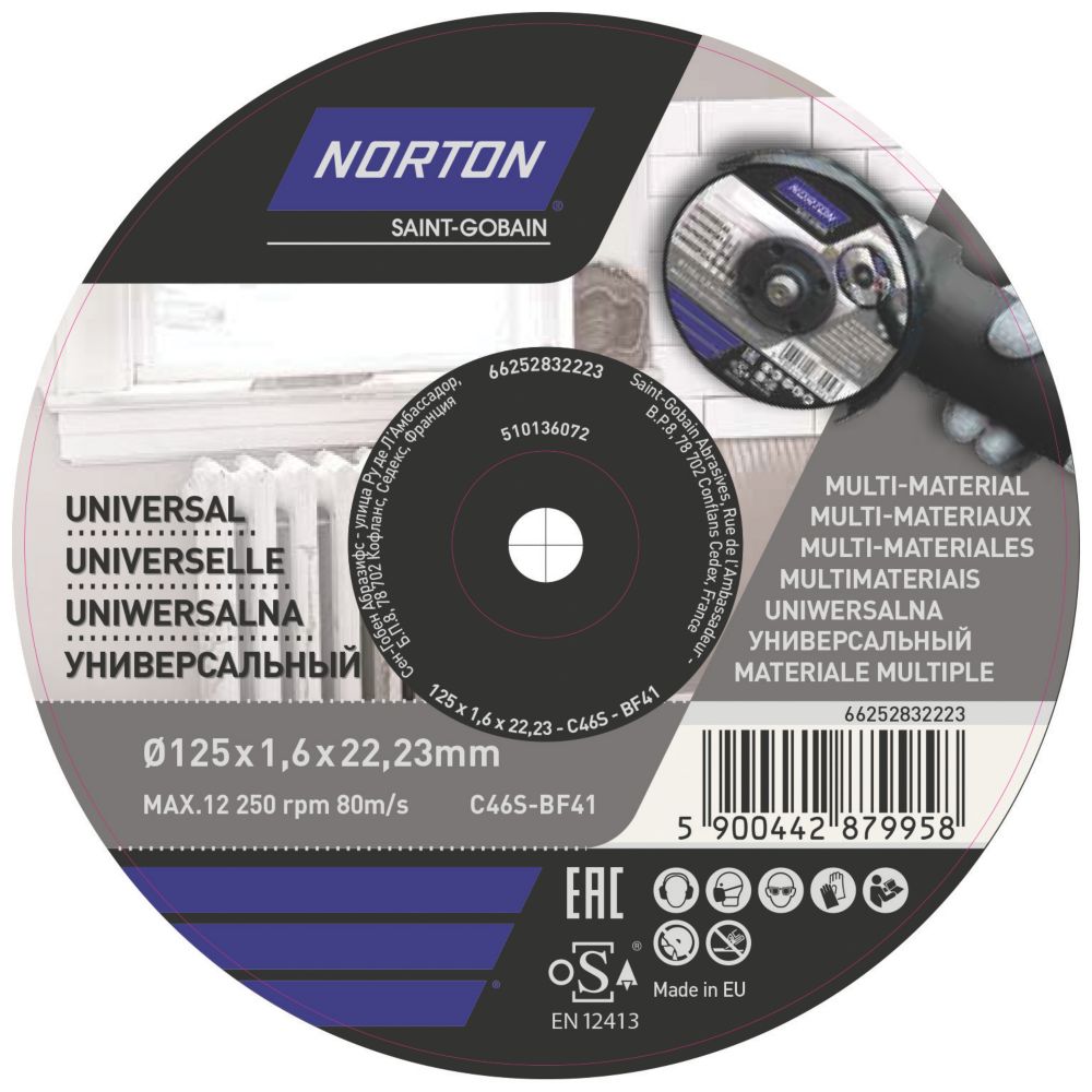 Norton Multi-Material Cutting Discs 125mm (5") x 22.23mm 5 Pack - Screwfix