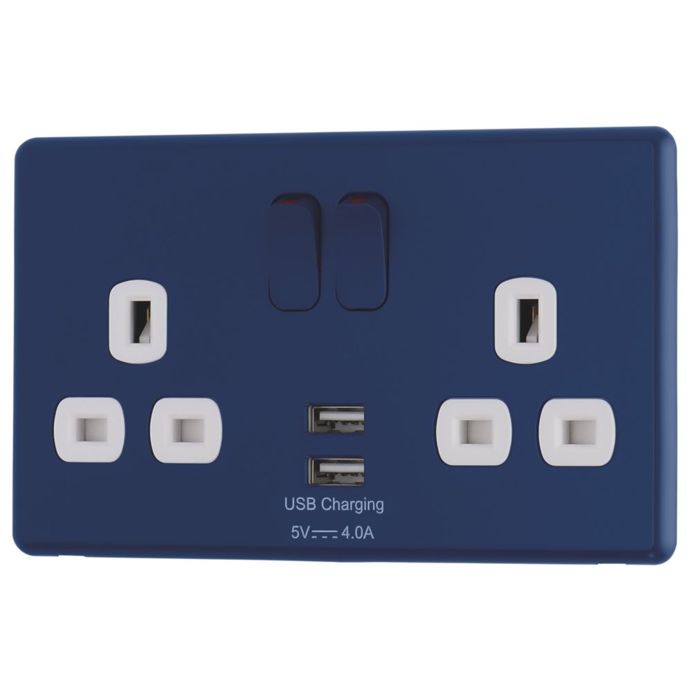 Arlec 13A 2-Gang SP Switched Socket + 4A 15W 2-Outlet Type A USB ...