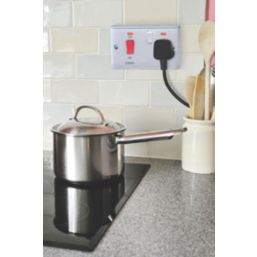 LAP 45A 2-Gang DP Cooker Switch & 13A DP Switched Socket Brushed ...