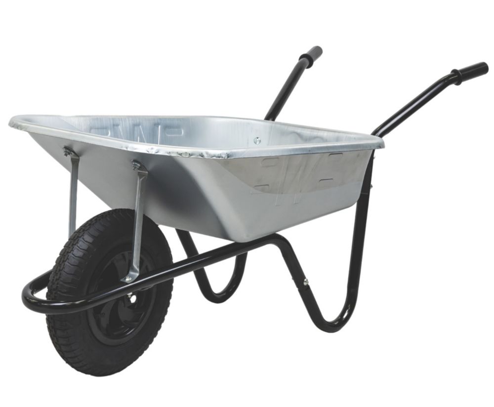 Walsall Builder Pneumatic Wheels Wheelbarrow Galvanised 90Ltr - Screwfix