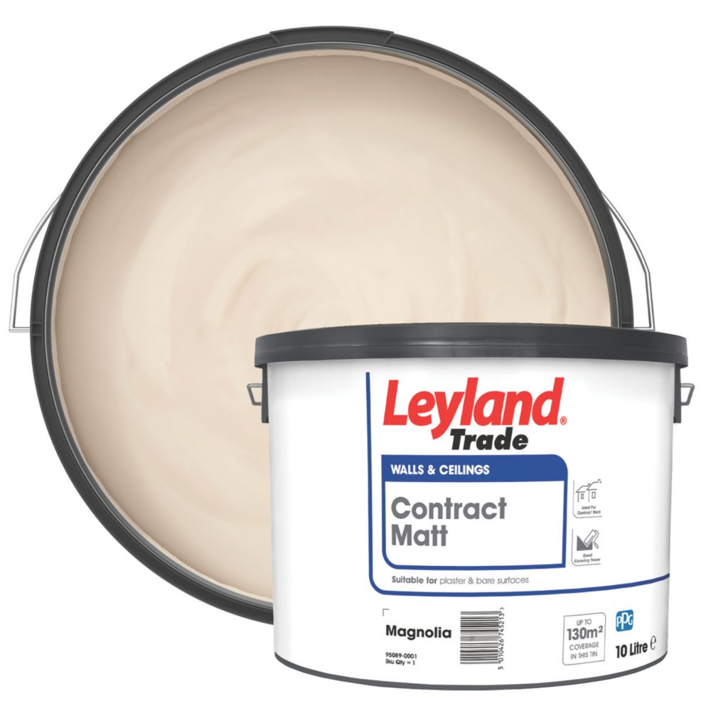 Leyland Trade Contract 10Ltr Magnolia Matt Emulsion Paint - Screwfix
