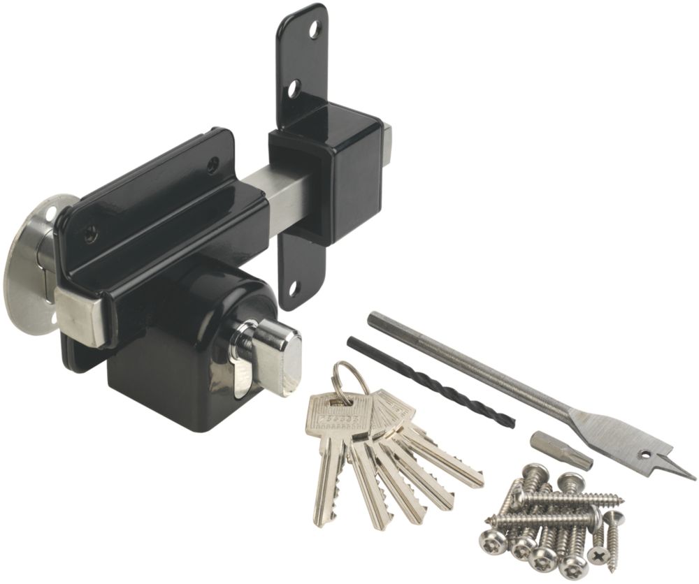 GateMate Black Euro Profile Long Throw Lock 50mm - Screwfix