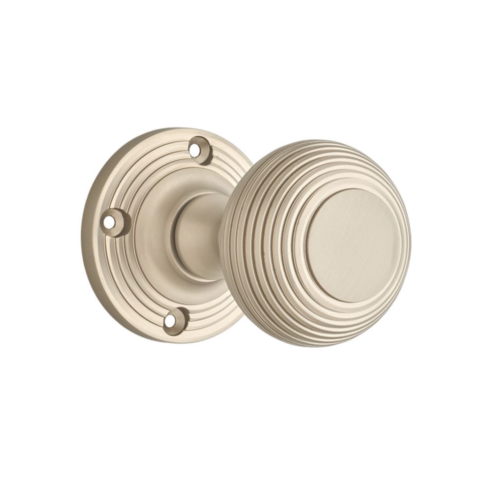 Designer Levers Beehive Door Knob Pair Brushed Nickel 60mm - Screwfix