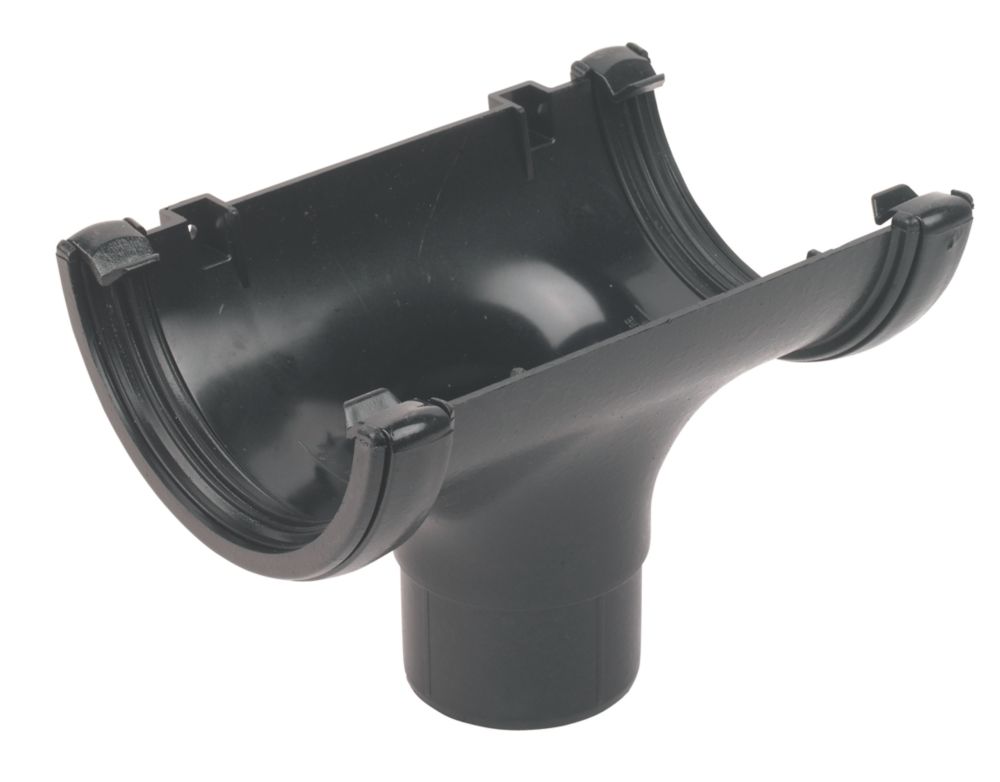 FloPlast Cast Iron Effect uPVC Round Running Outlet Black 112mm x 68mm ...
