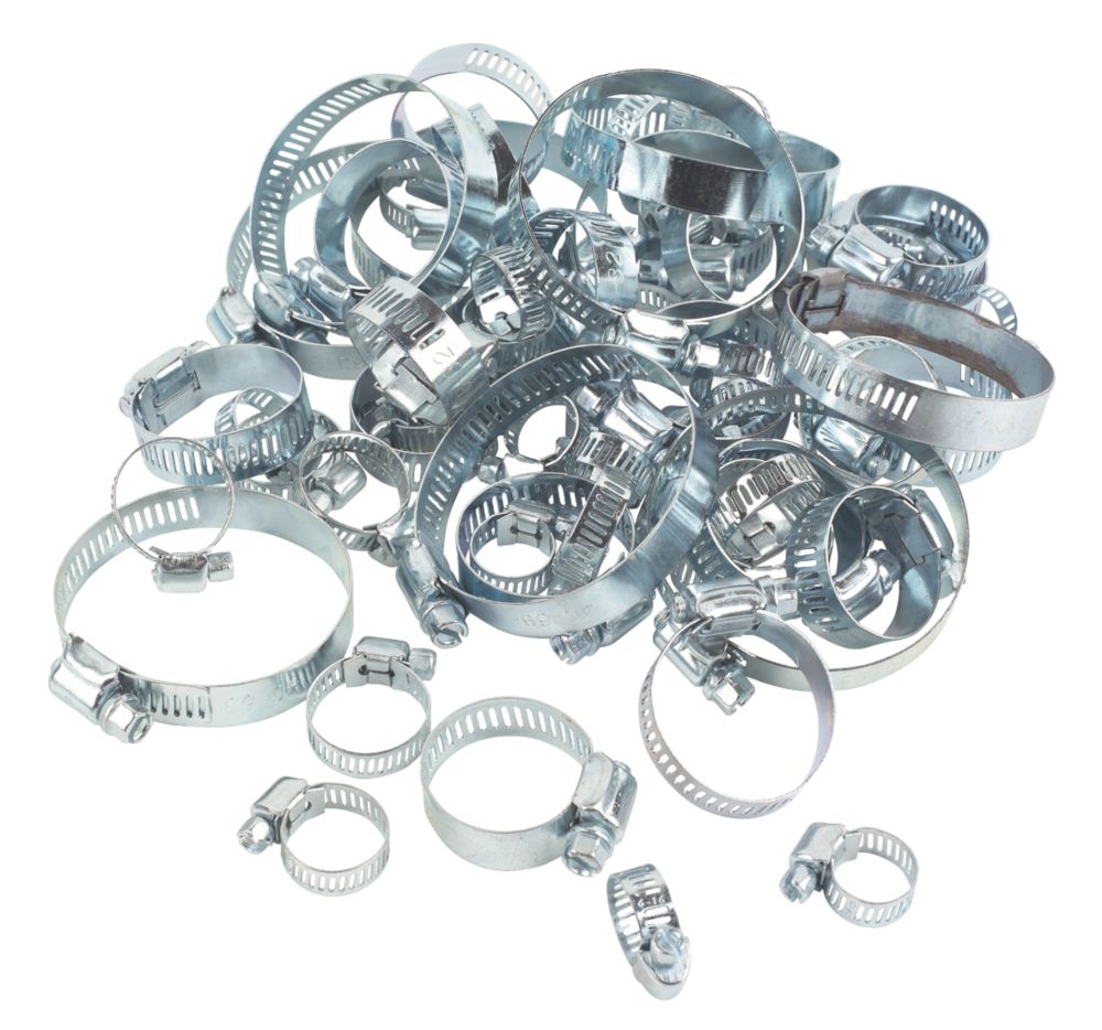 Easyfix Blue Zinc-Plated Assorted Hose Clips Pack 60 Pcs - Screwfix