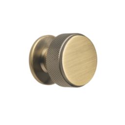 Elite Knobs & Handles Kensington Knurled Cabinet Knob Antique Brass 35mm - Screwfix