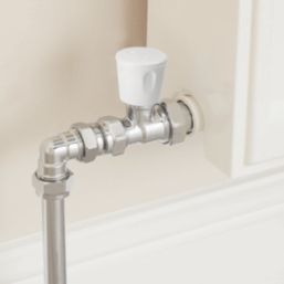 Flomasta 10mm x 21mm White/Chrome Straight Modern Manual Radiator Valve ...