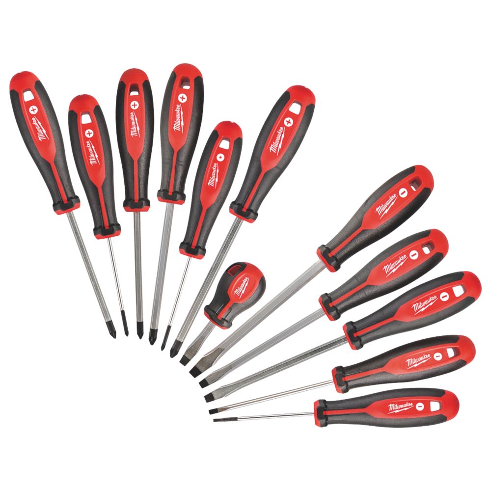Milwaukee Tri-Lobe Mixed Screwdriver Set 12 Pieces | Screwdrivers ...