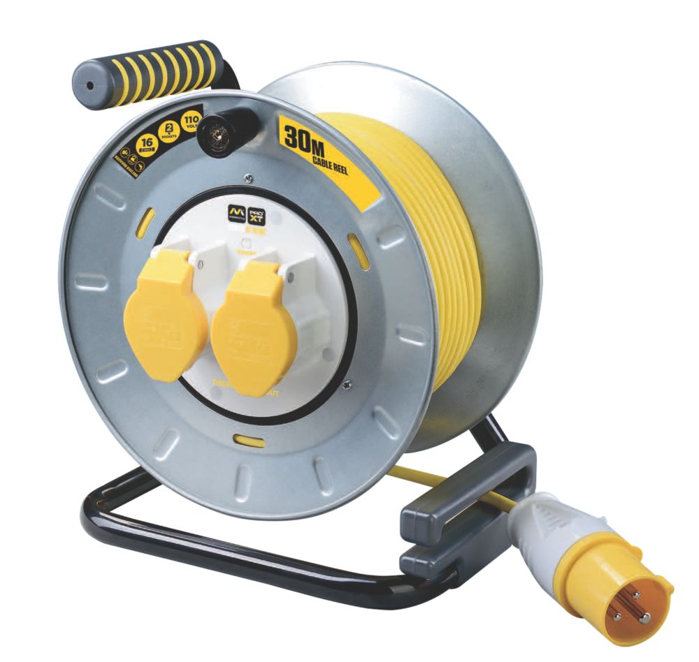 PRO XT OTMU30162LV-XD 16A 2-Gang 30m Cable Reel 110V - Screwfix