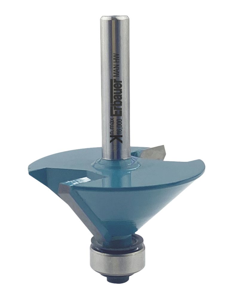 Erbauer 1/4" Shank Double-Flute 45° Chamfer Router Cutter 41.3mm x 16mm ...